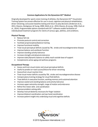 Common Applications Dynavision D2 Medical | PDF