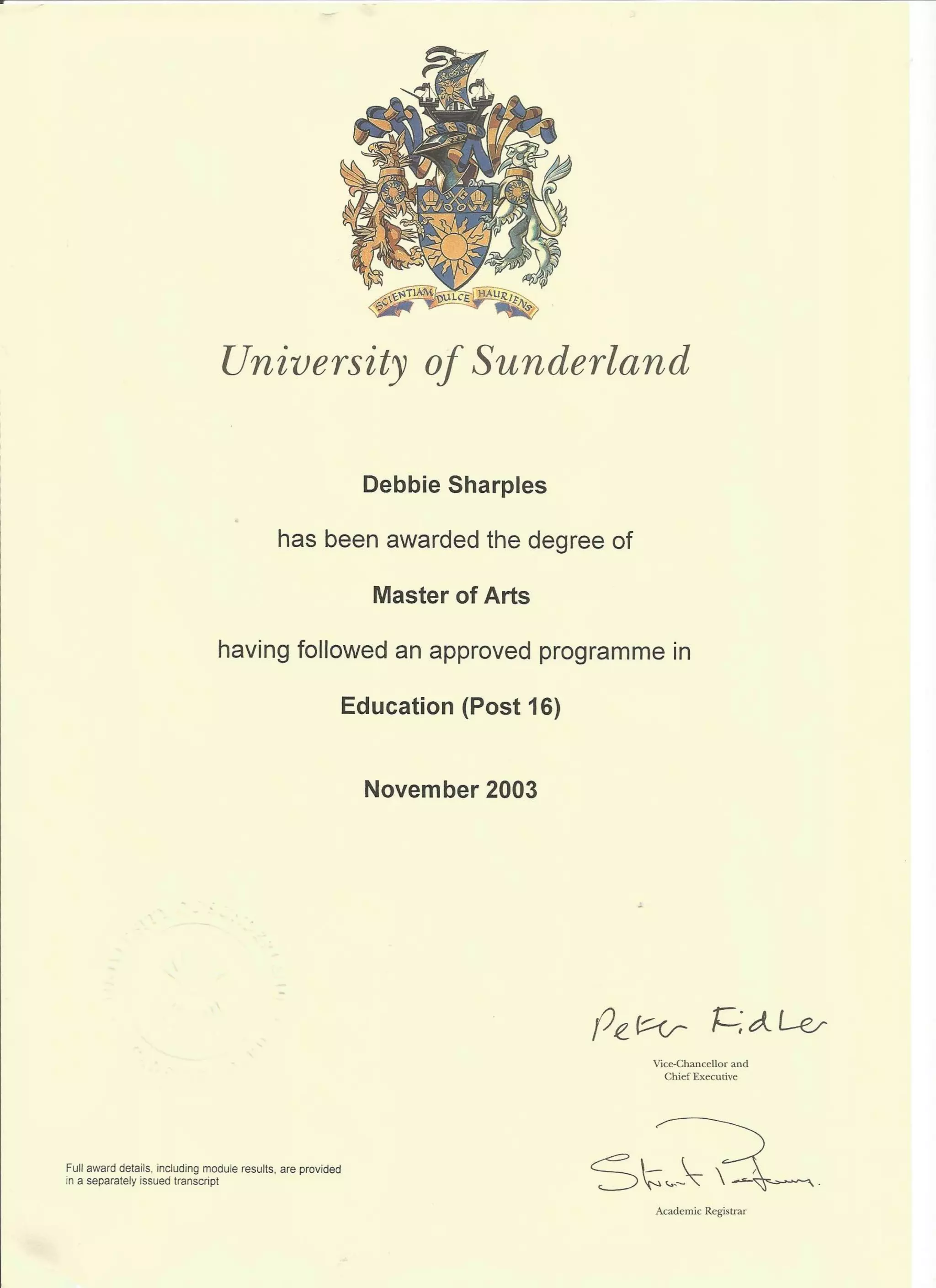 Debbie Master Certificate | PDF