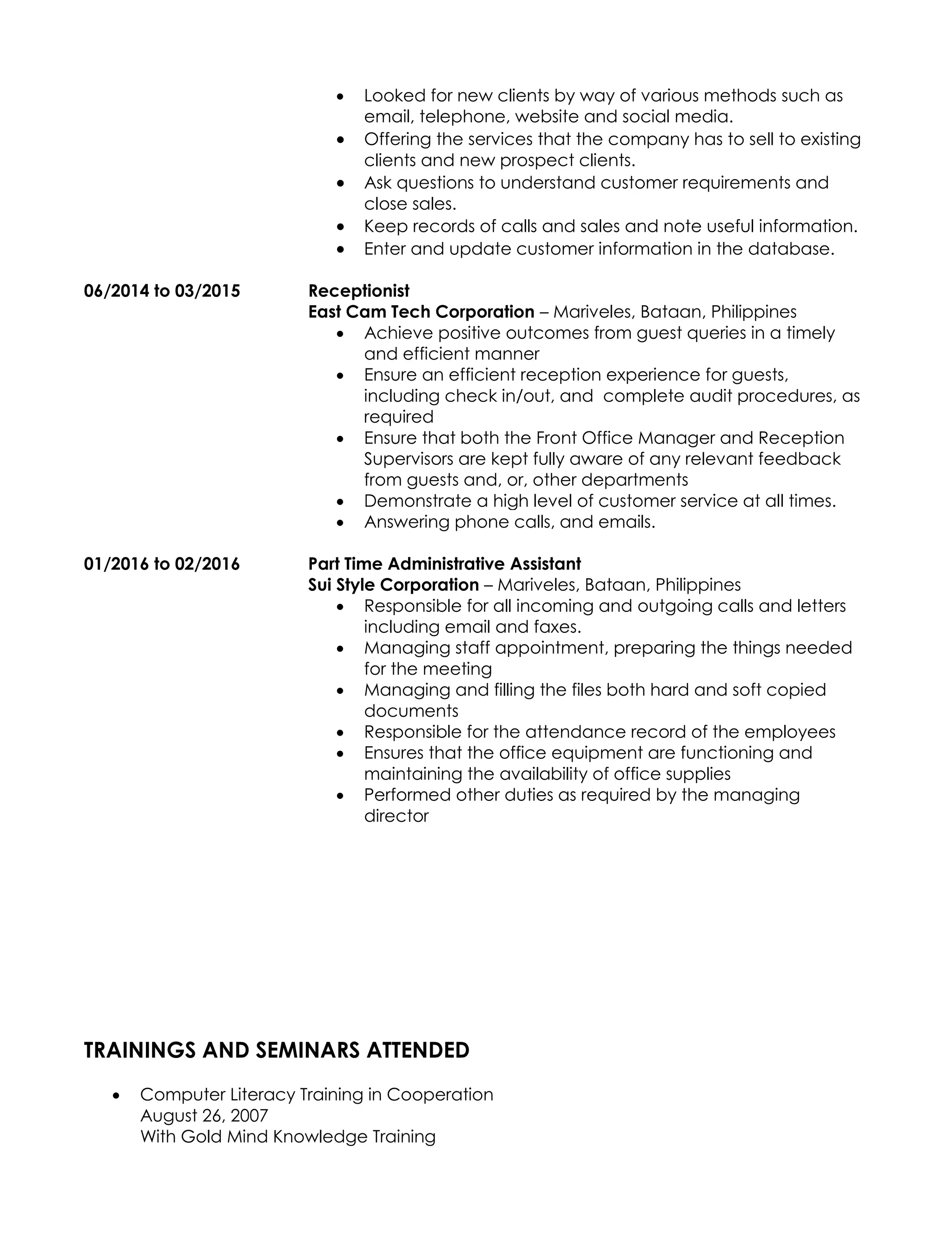 (Shiela Marie Matas CV.) | PDF