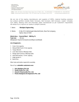Introduction letter_Workplus Engineering | PDF