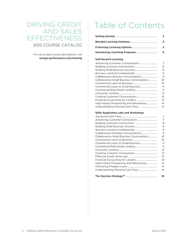 Omega_Performance_Training_Catalog | PDF