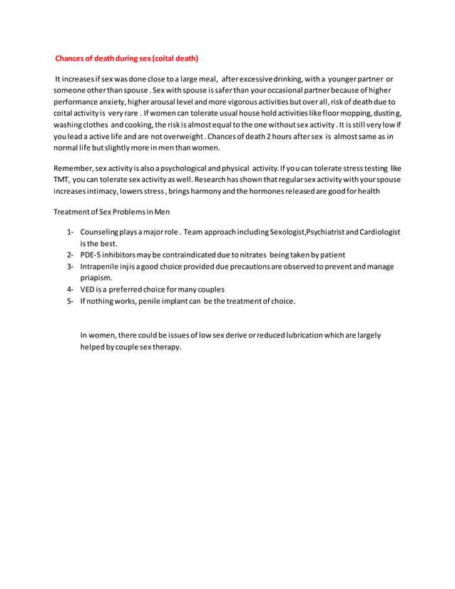 Cardiac Disease And Sex Problem Docx Sexual Conditions Sexual Health