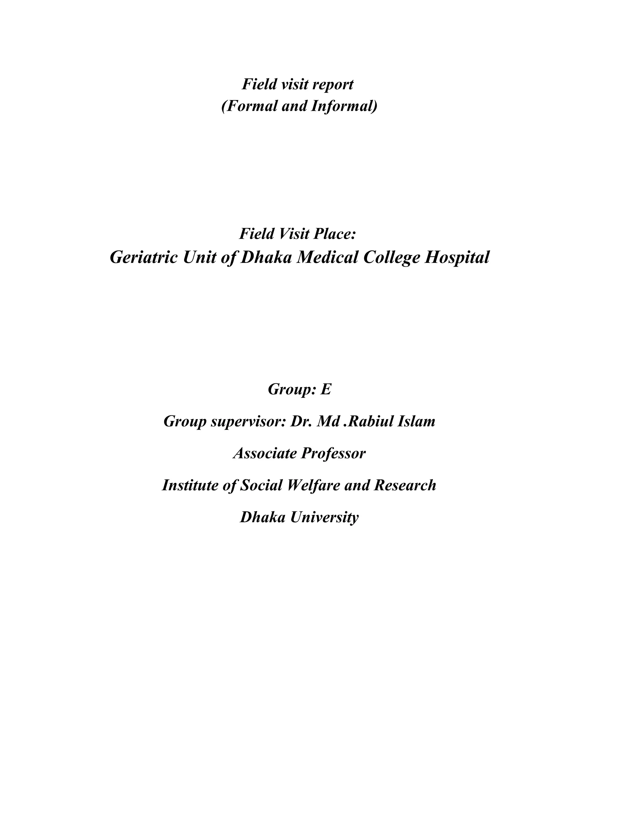 Field Visit Report | DOC