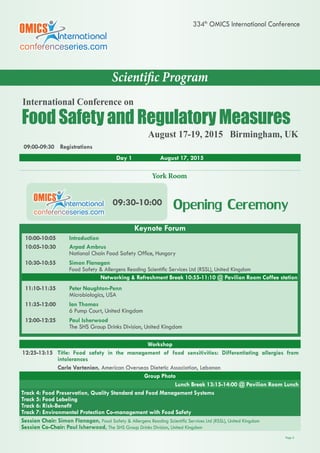 Food Safety-2015_Conference Agenda | PDF