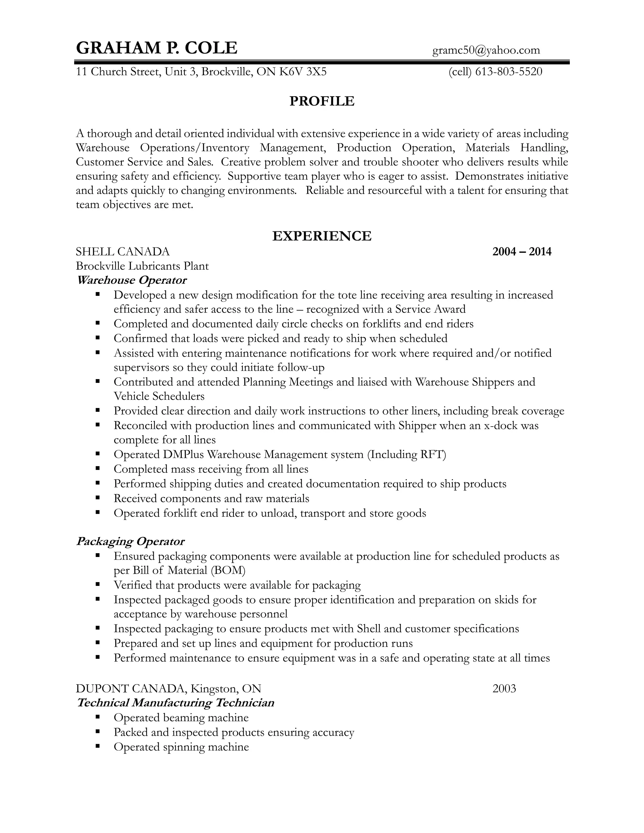 GRAHAM COLE RESUME | PDF