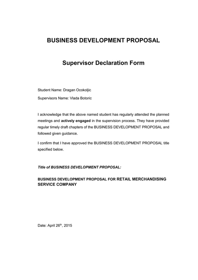 Business Development Proposal Project for a Retail Merchandising ...