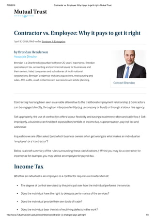 Contractor vs employee | PDF