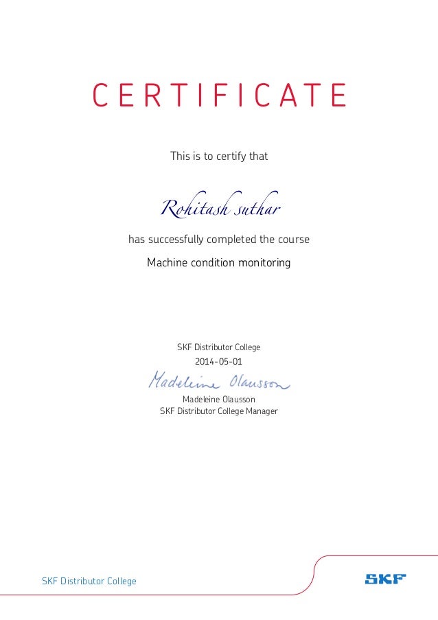 CERTIFICATE 15 CONDUCTION MONITORING