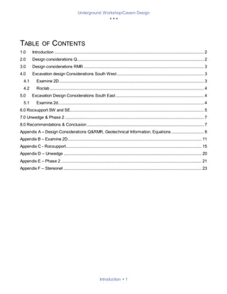 Underground Workshop Cavern Design | DOCX