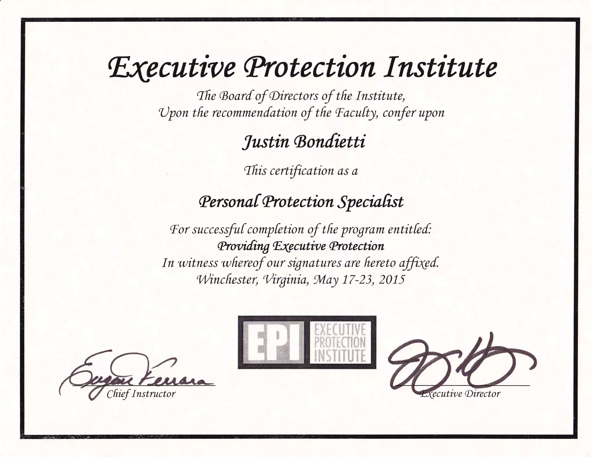 EPI Completion Certificate | PDF