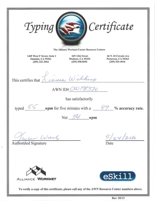 Typing Certificate | PDF