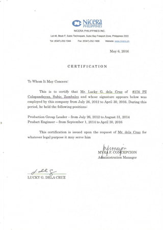 Certificate of Employment NPI | PDF