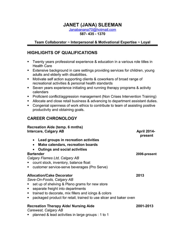 Resume 2014 | DOC | Physical Therapy | Wellness