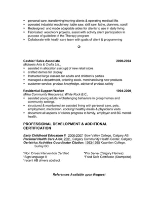 Resume 2014 | DOC | Physical Therapy | Wellness
