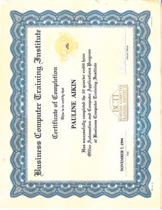 Computer Applications Certificate | PDF