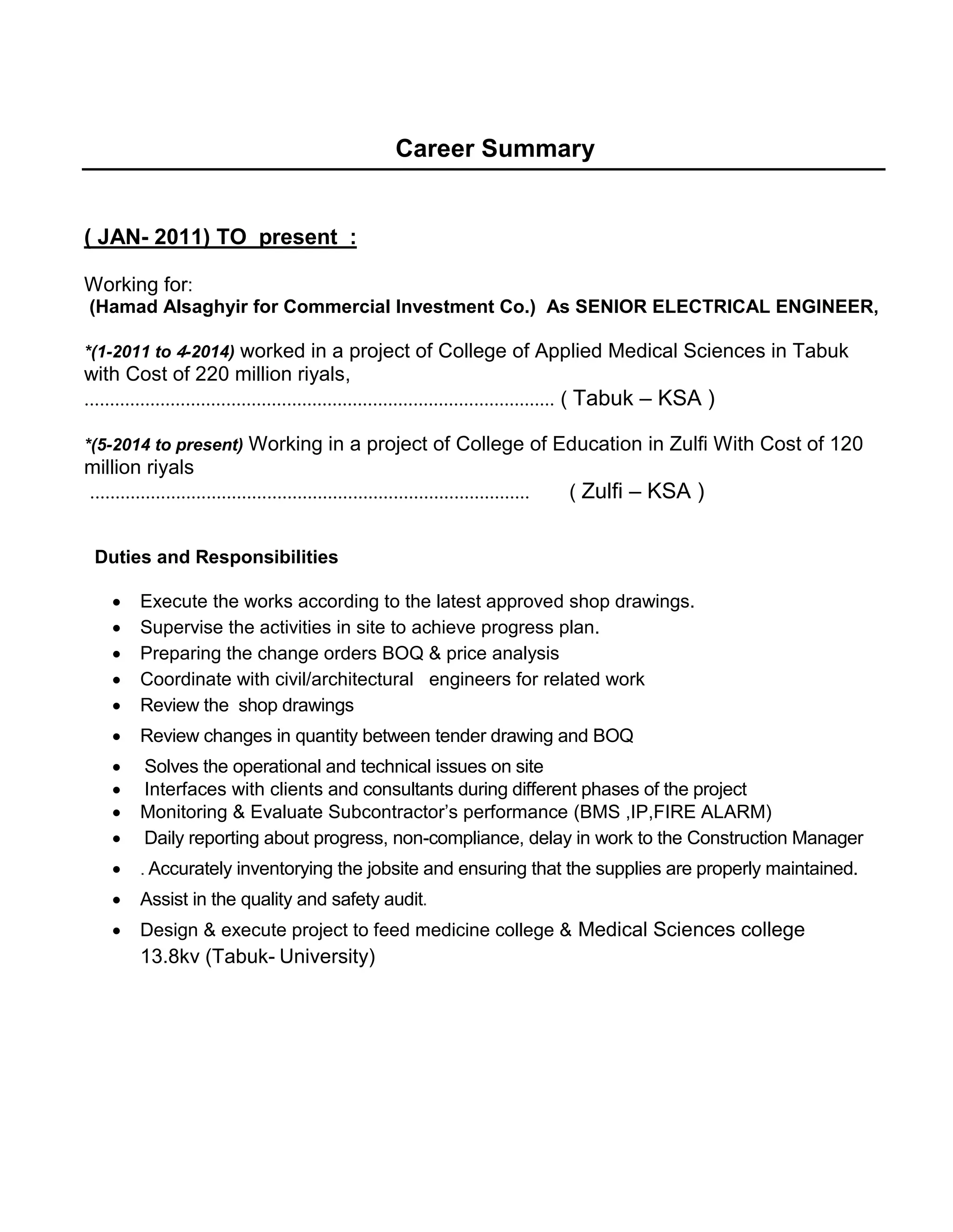 cv electrical engineer | PDF