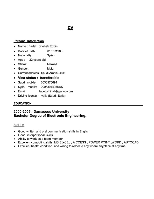 cv electrical engineer | PDF | Civil Engineering Industry | Industries