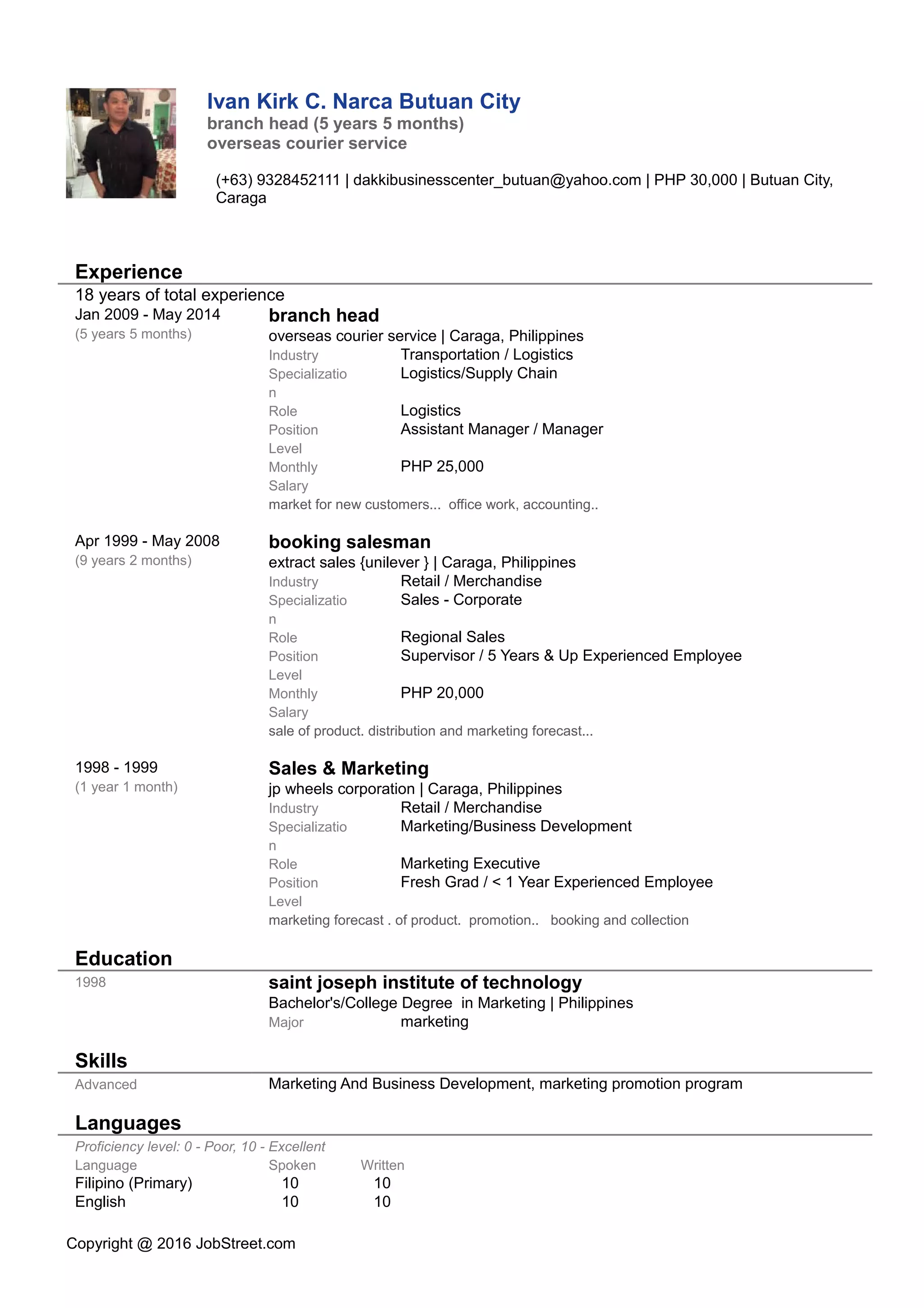 Ivan Kirk C. Narca Butuan City RESUME | RTF