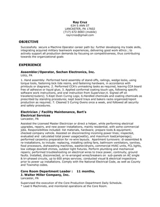 Machine _Operator Resume | PDF