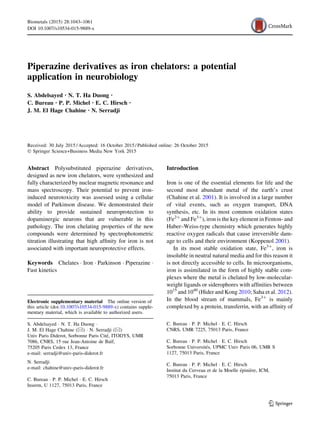 Piperazine derivatives as iron chelators a potential | PDF