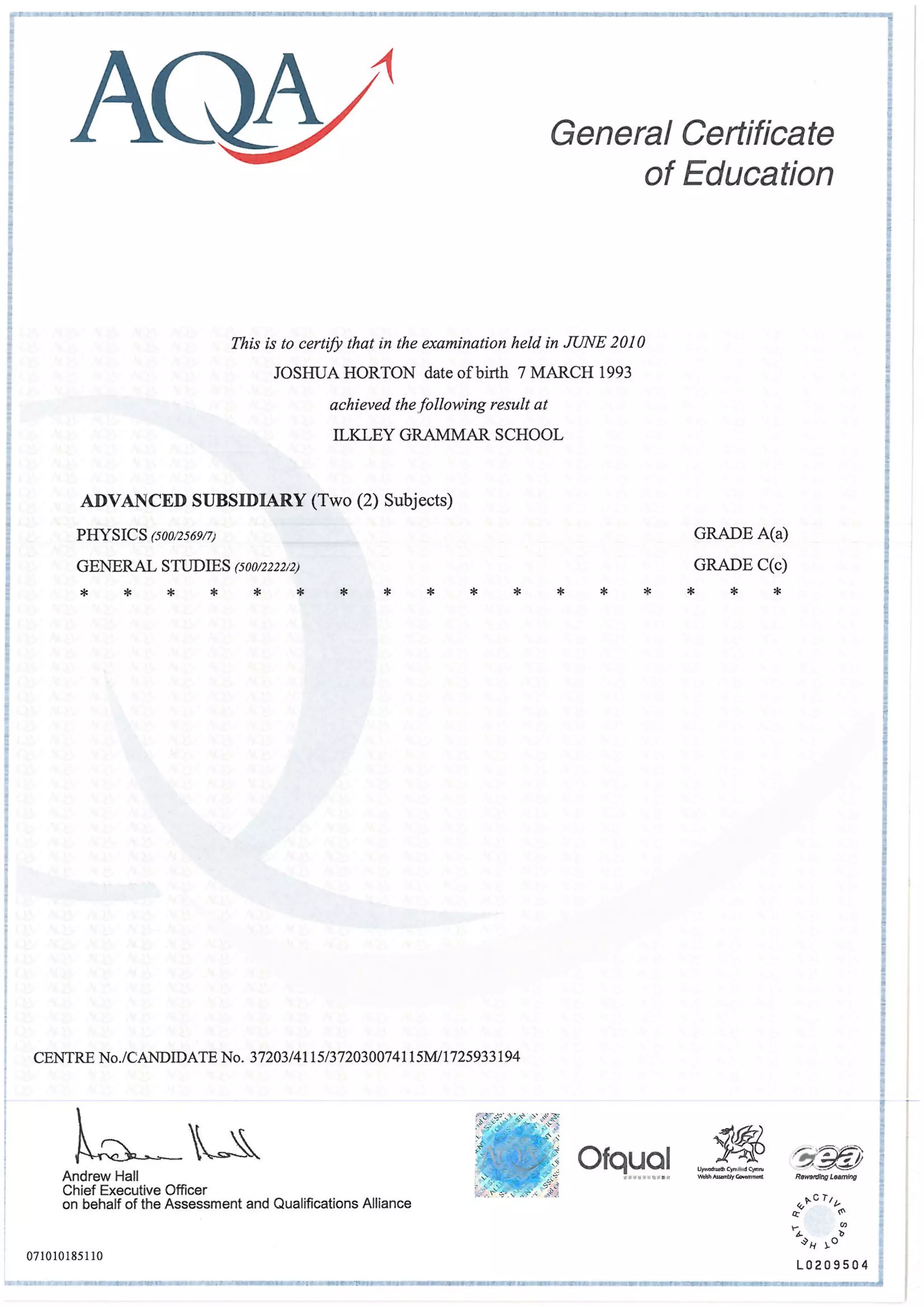 A Level Certificates | PDF