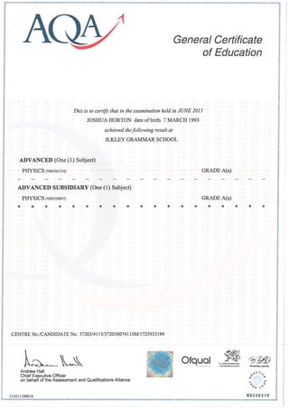 A Level Certificates | PDF