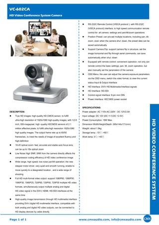 VC-600 HD Video Conference System | PDF