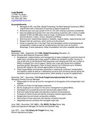 Luigi Badetti Resume 16 | PDF