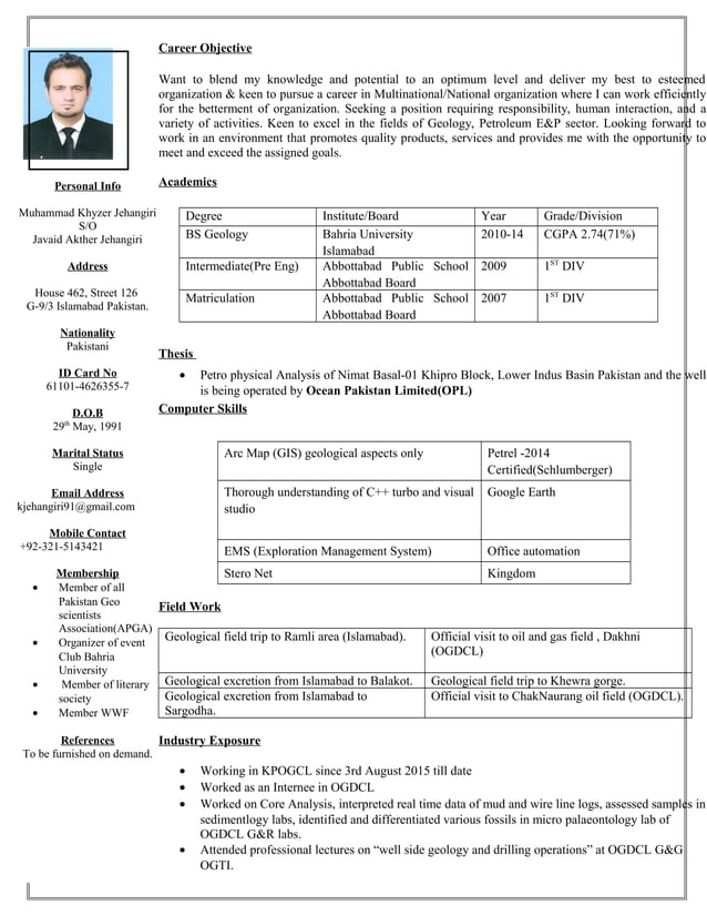 khyzer cv(doc) | DOC | Geology | Science
