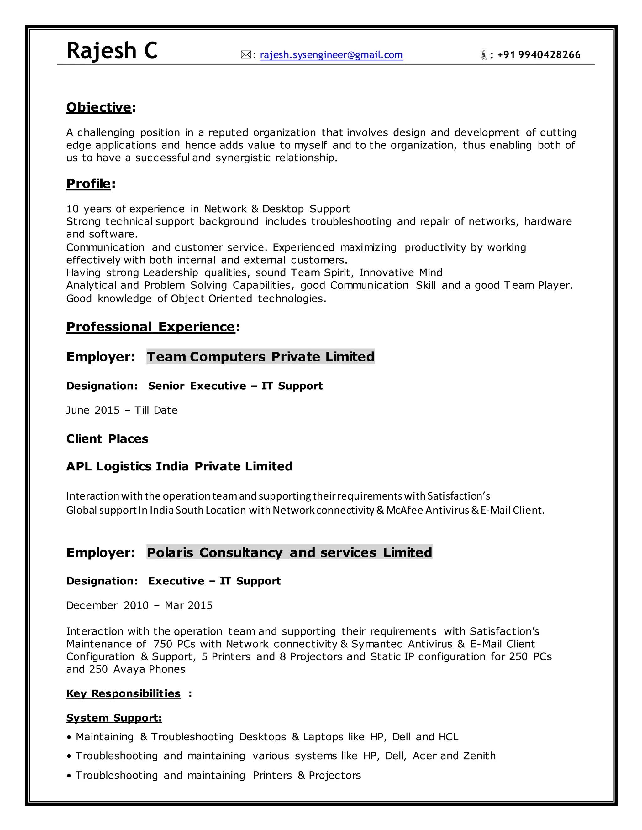 Rajesh Resume | DOCX