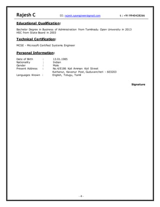 Rajesh Resume | DOCX
