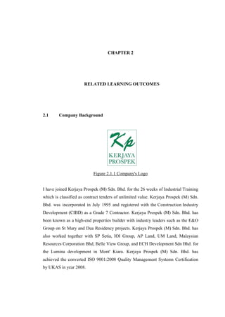 QS Industrial Training Report - CHUA CHONG LIANG 1104838 | PDF