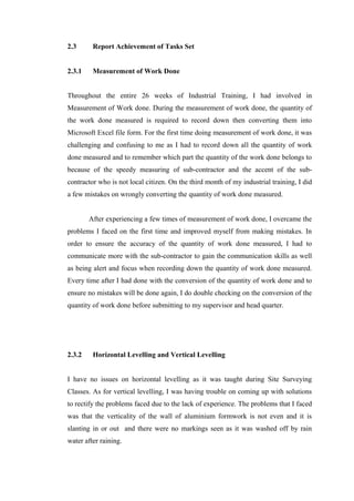 QS Industrial Training Report - CHUA CHONG LIANG 1104838 | PDF