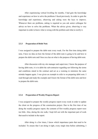 QS Industrial Training Report - CHUA CHONG LIANG 1104838 | PDF