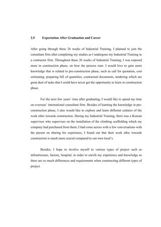 QS Industrial Training Report - CHUA CHONG LIANG 1104838 | PDF
