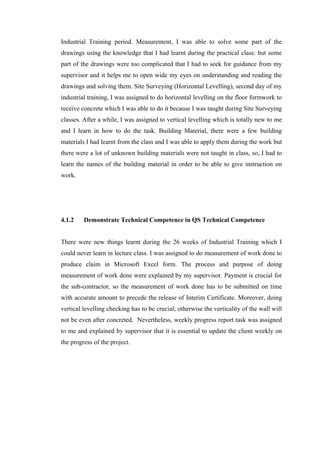 QS Industrial Training Report - CHUA CHONG LIANG 1104838 | PDF