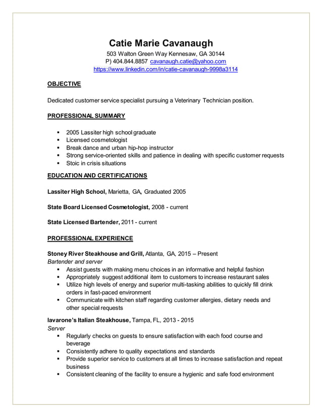 Catie Marie Cavanaugh Resume | PDF