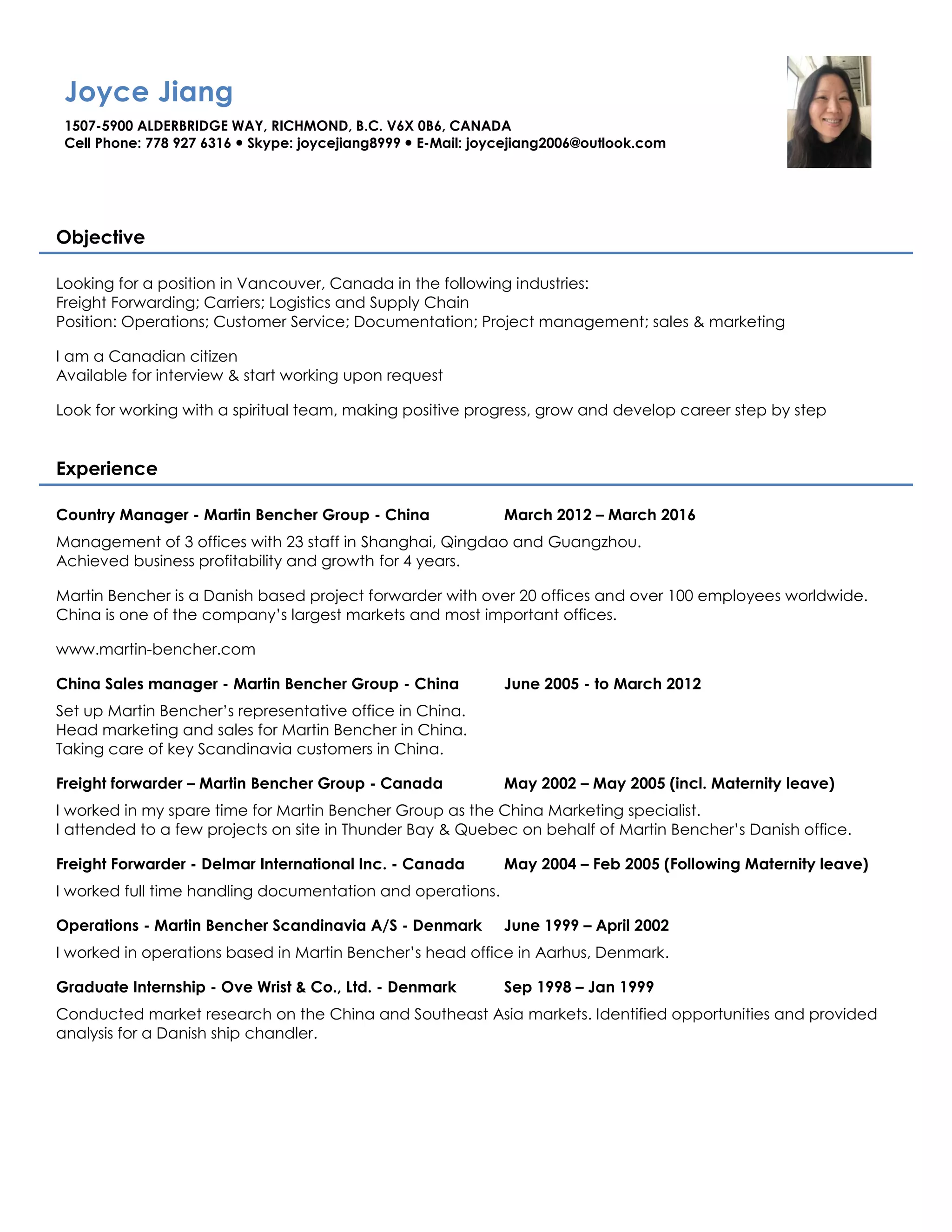 joyce jiang CV Vancouver | PDF