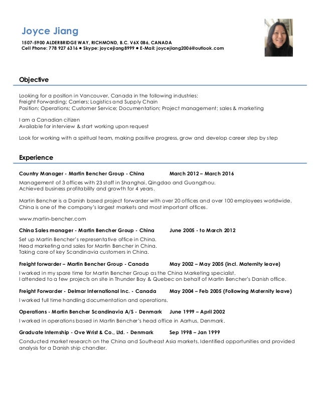 joyce jiang CV Vancouver