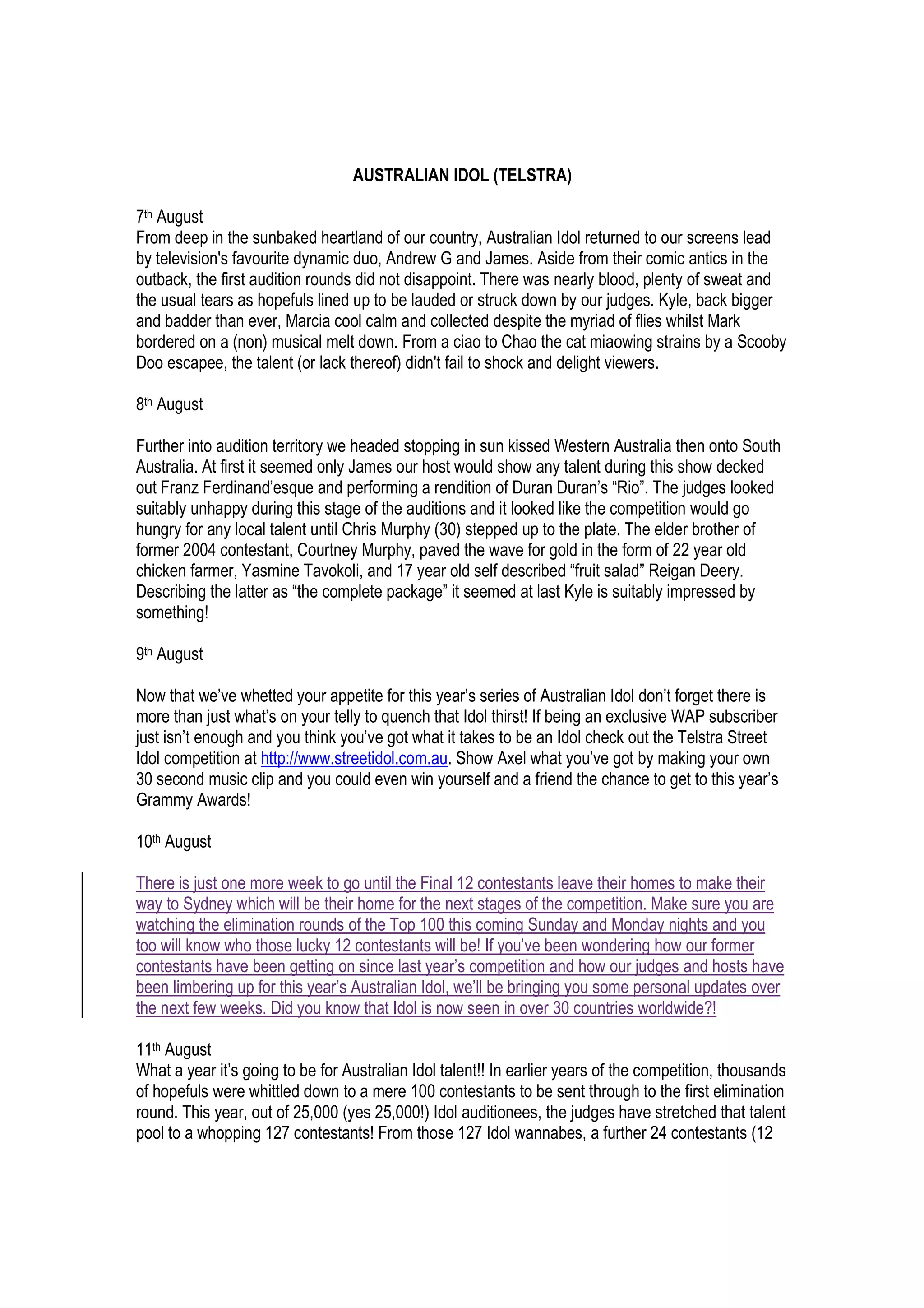 Australian Idol (Telstra) | PDF