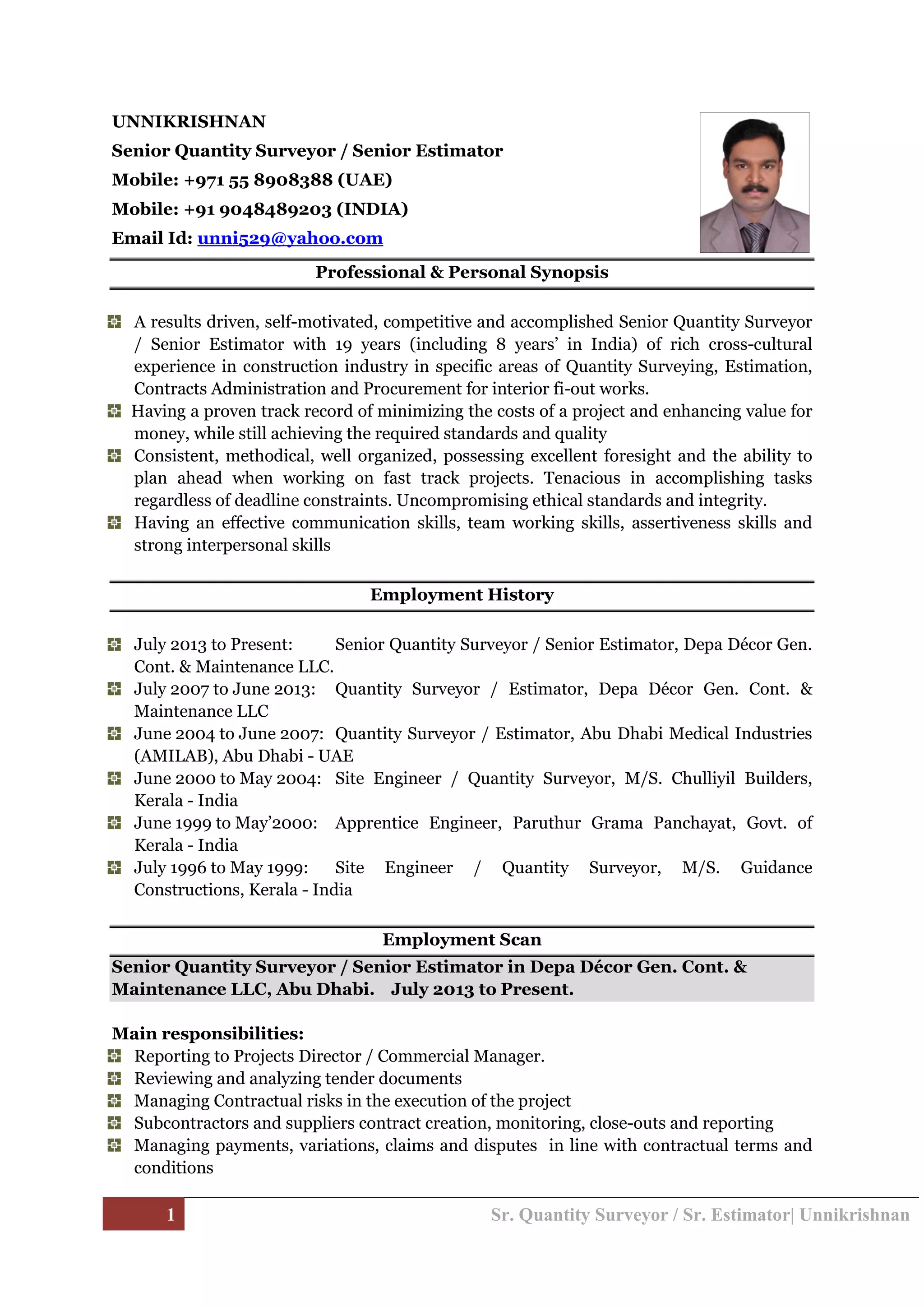 Unnikrishnan_CV- | PDF