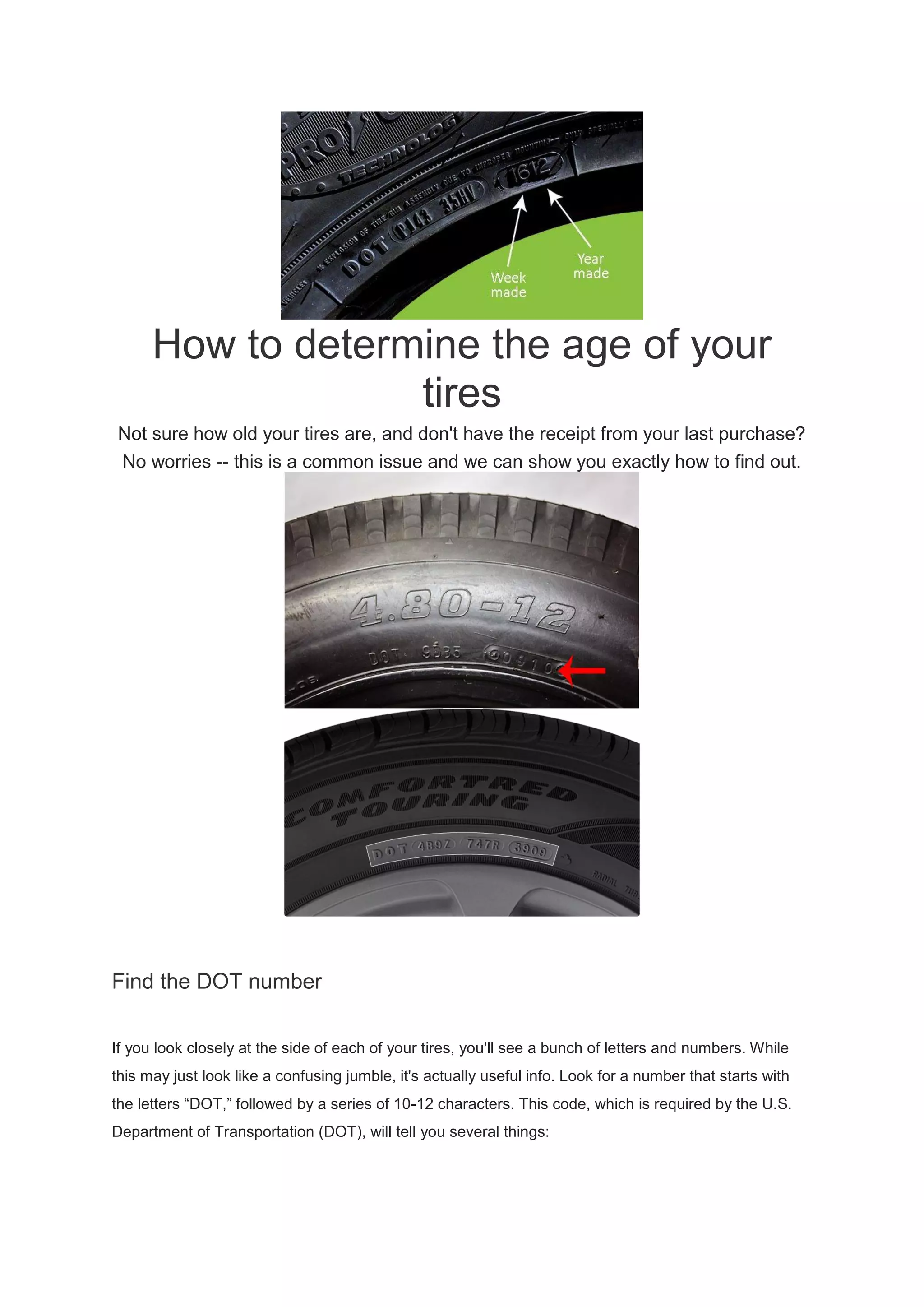 How to determine the age of your tires | PDF