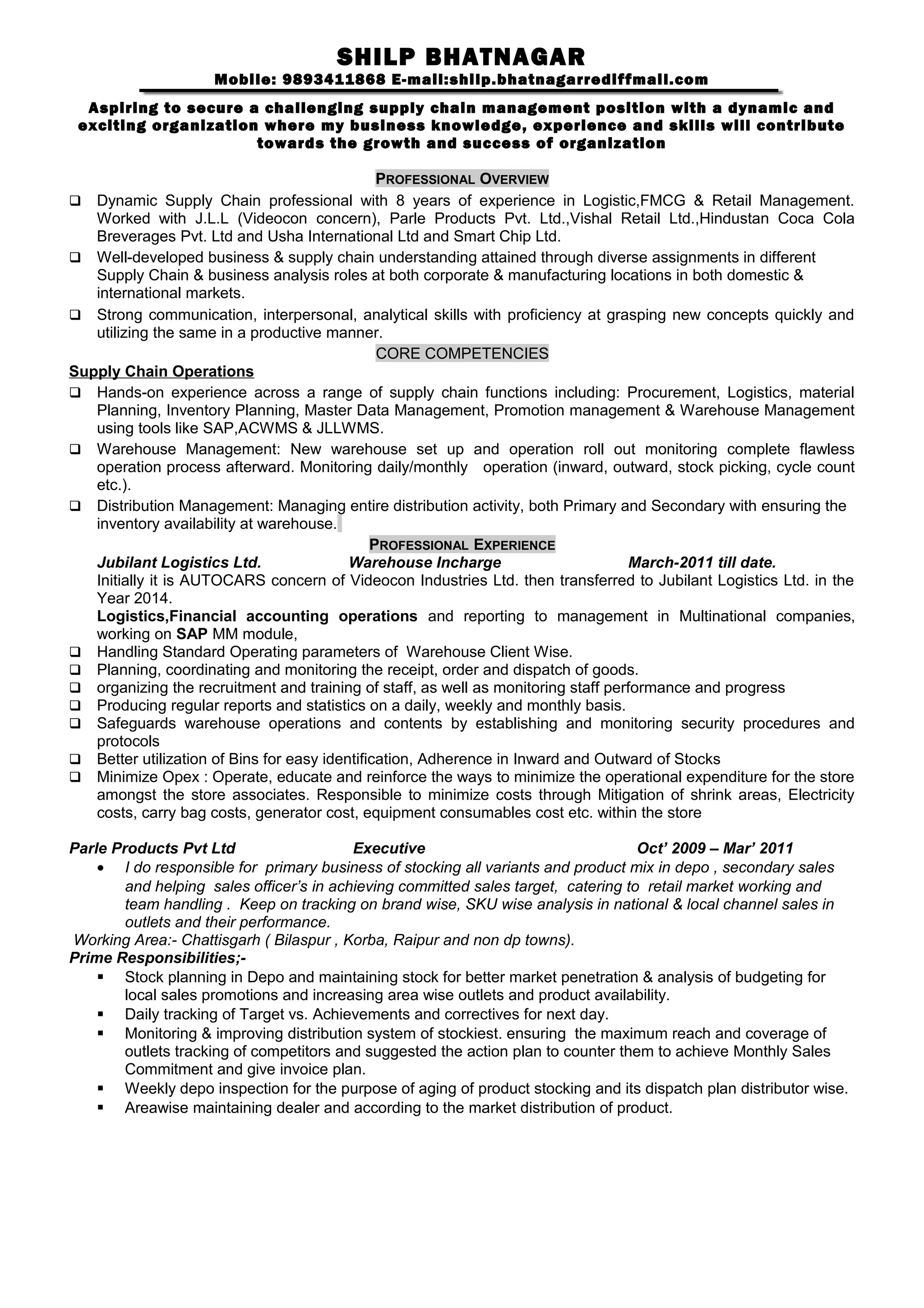 RESUME_SHILP_BHATNAGAR1 (1) | PDF
