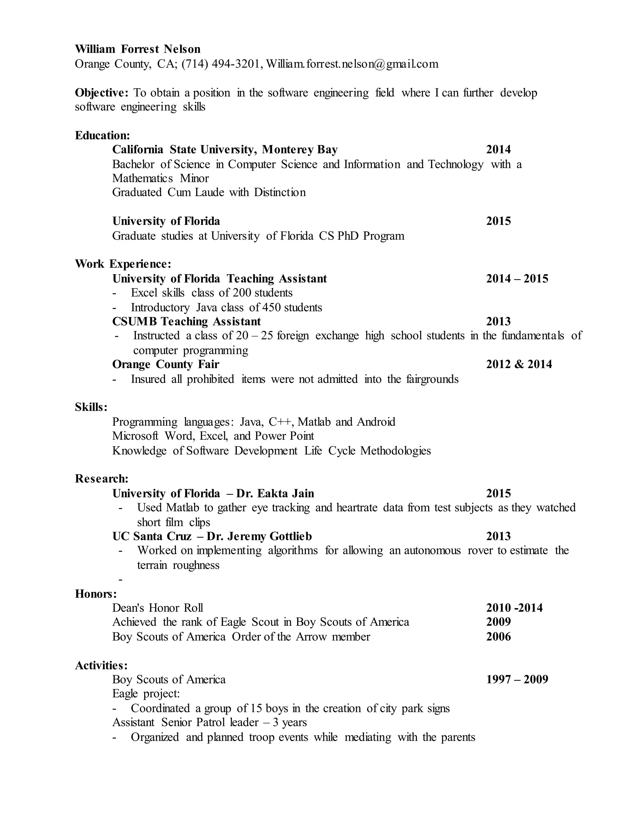 Resume | DOCX | Programming Languages | Computing