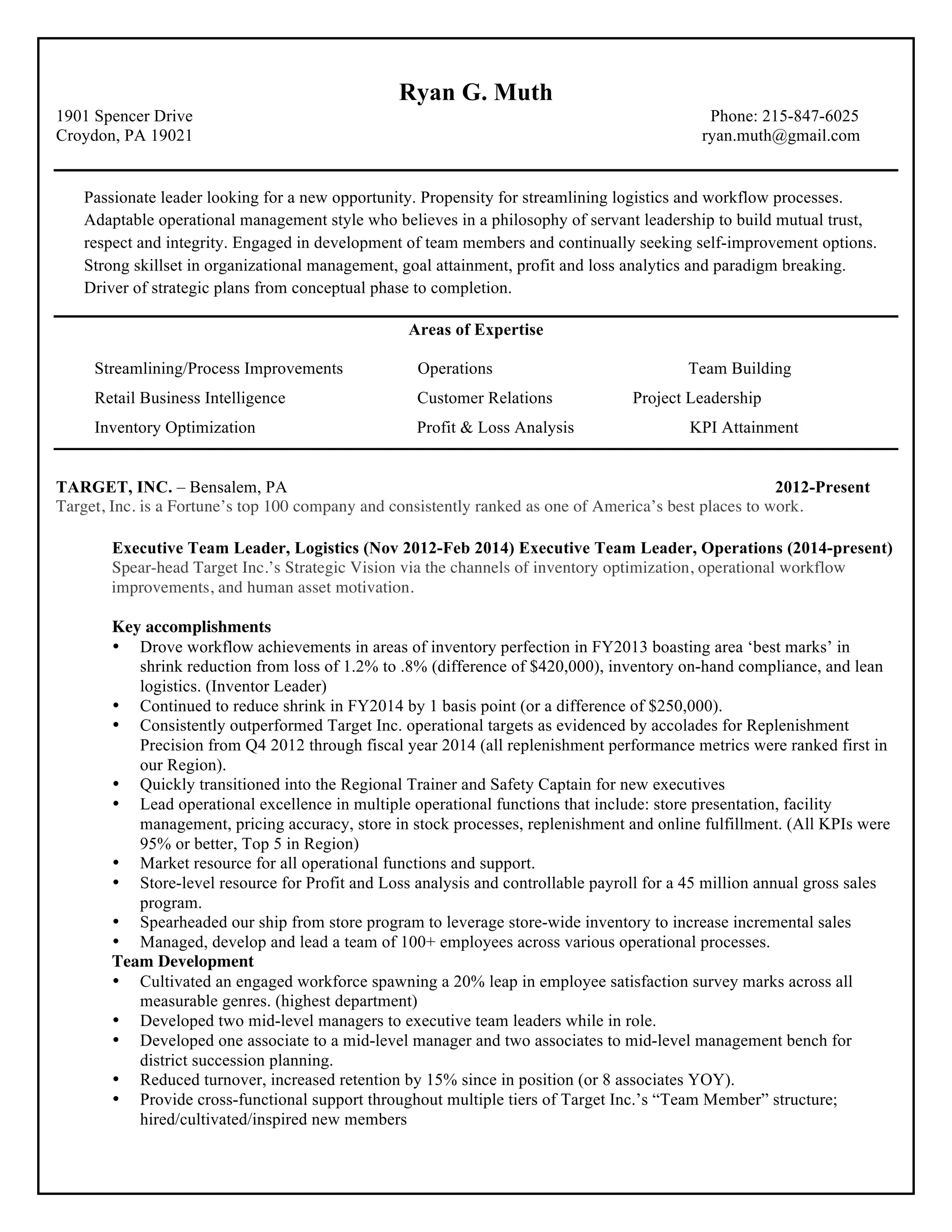 Ryan G. Muth Resume 15 | PDF | Sales | Business