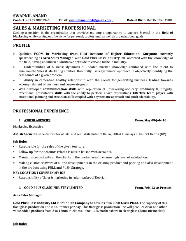 Swapnil Resume' | PDF