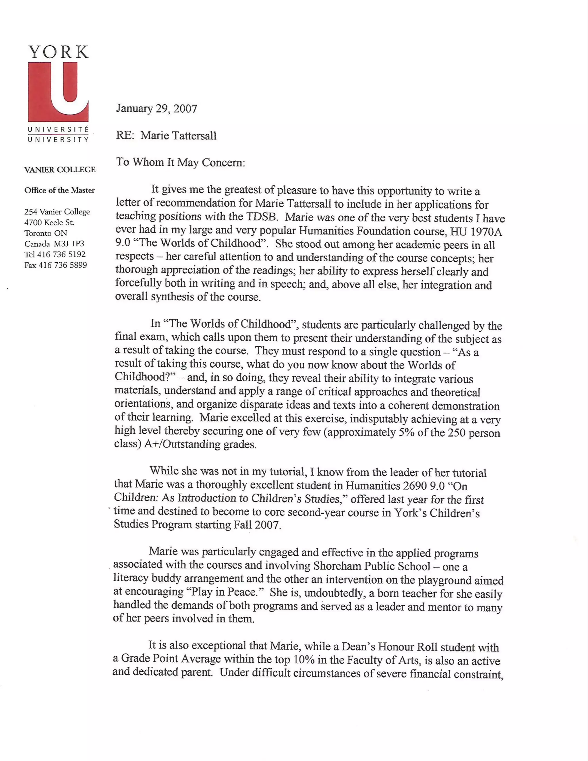 Reference Letter Carole Carpenter PhD page 1 | PDF