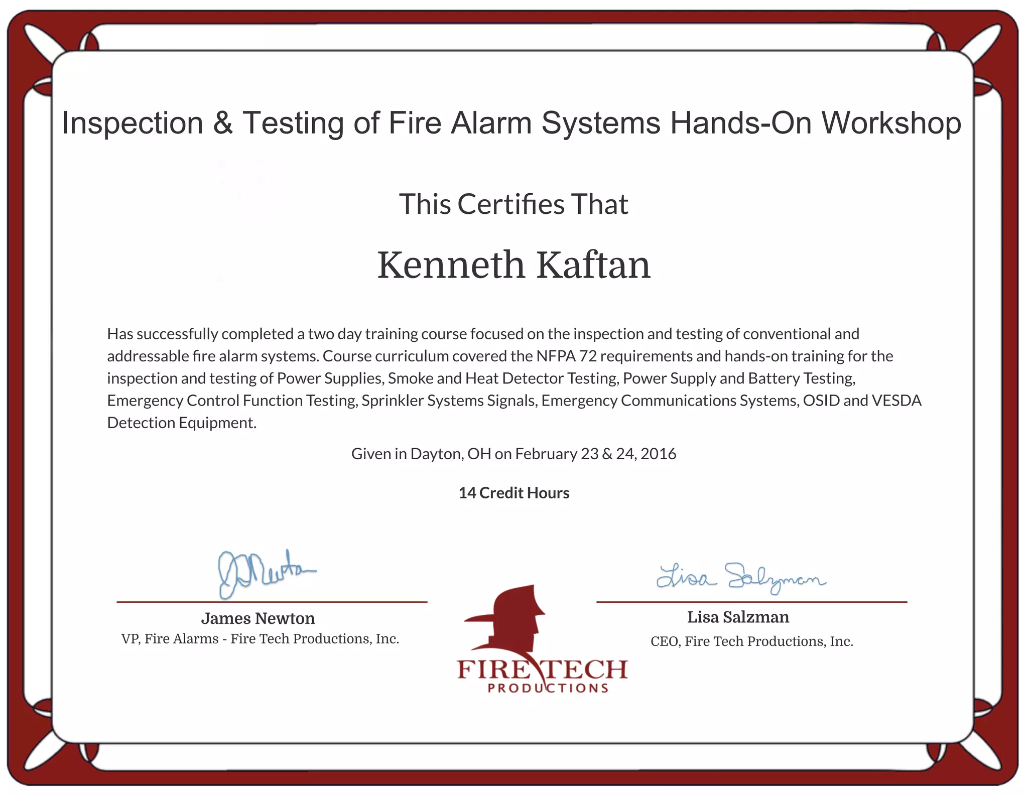 ITFAS Fire Alarm Cert_kaftan | PPT
