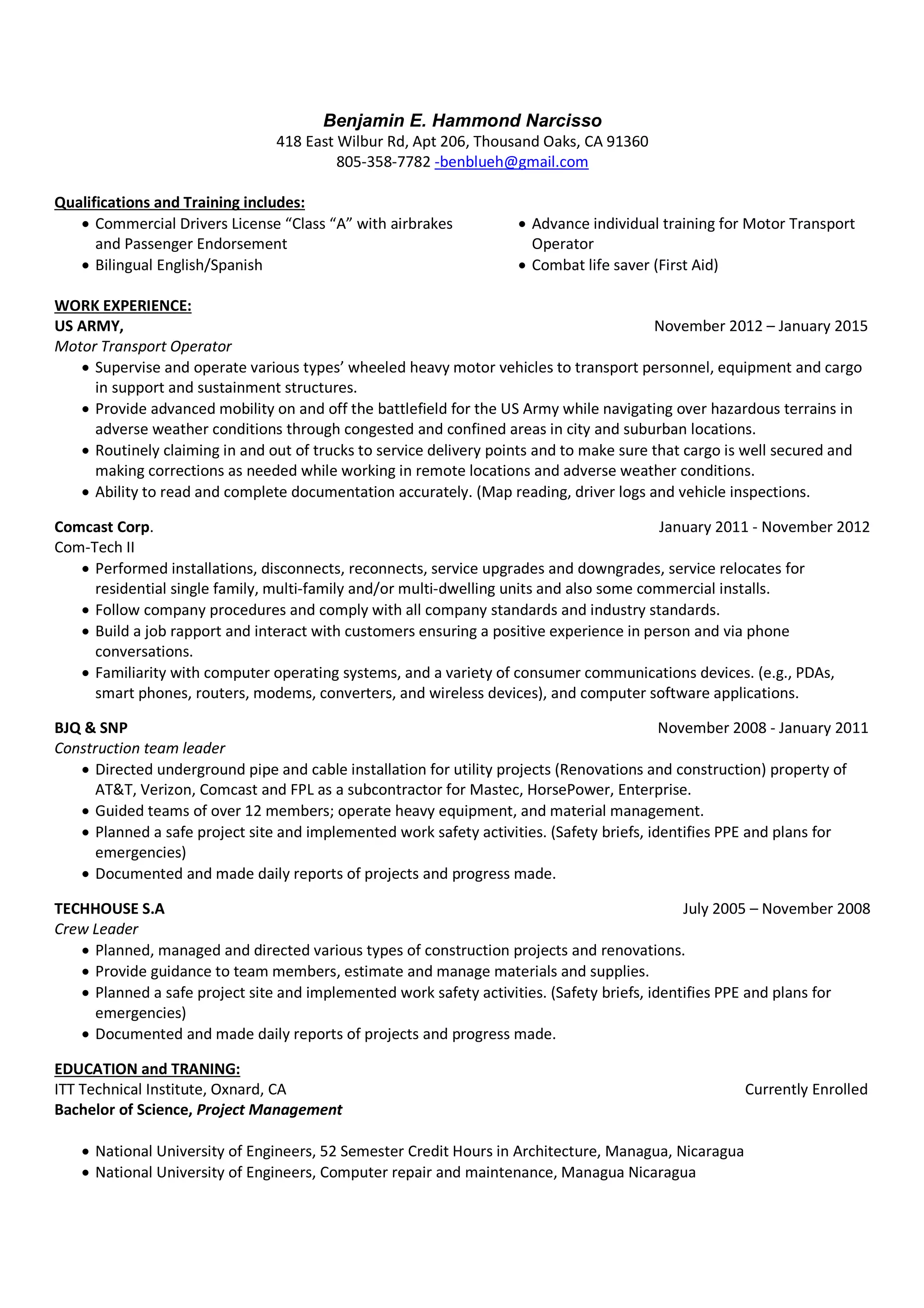 Benjamin Hammond Resume | PDF