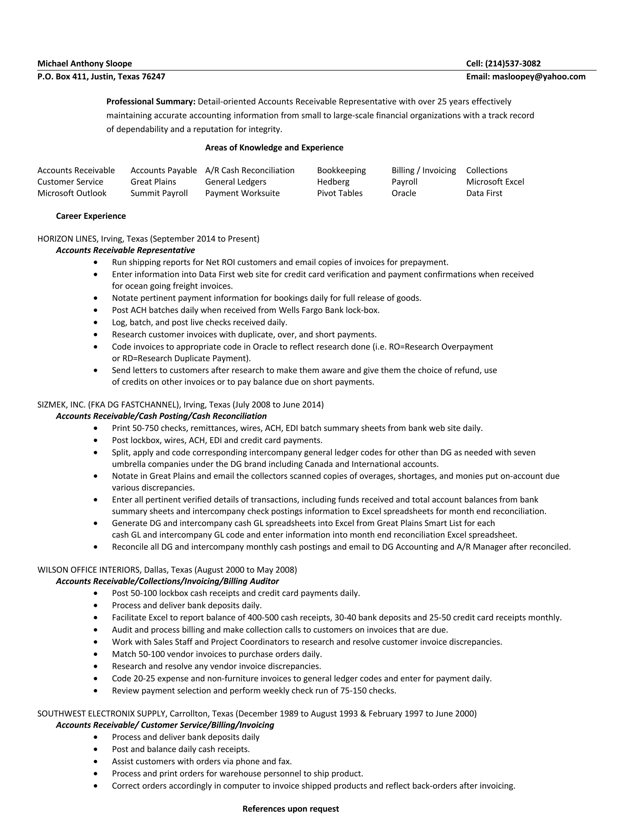 Mike Sloope Resume 2015 (RH) | PDF